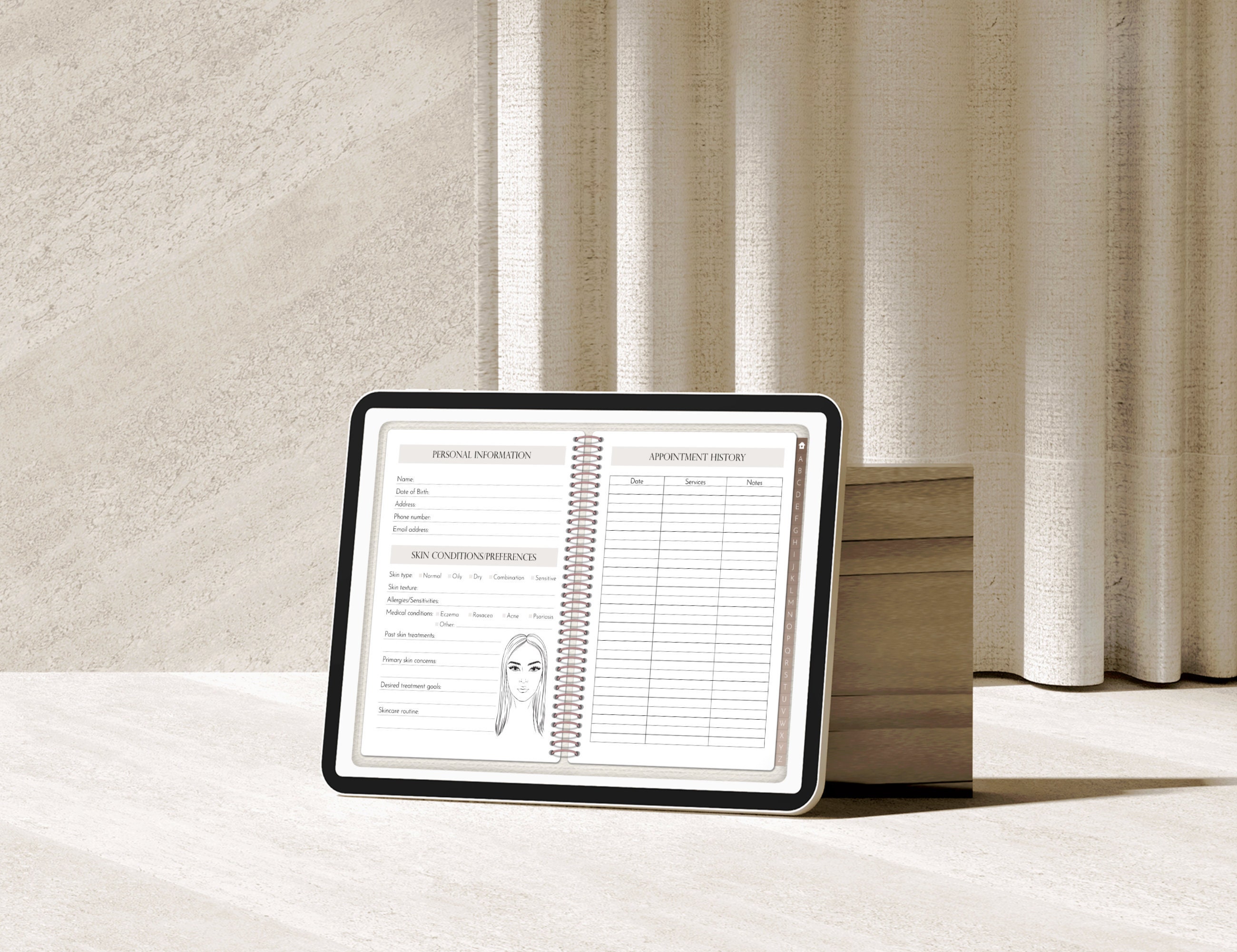 Digital Client Record Book for Estheticians • Fully Hyperlinked for ...