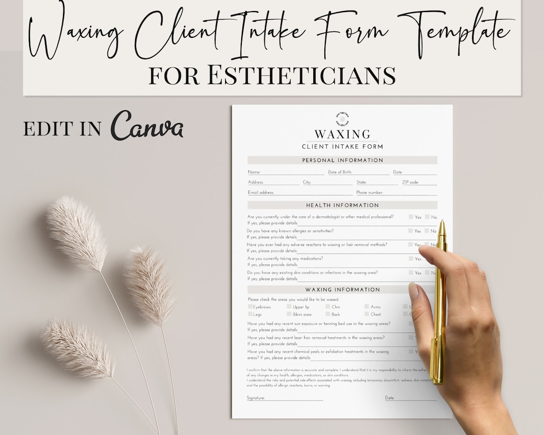 Editable Waxing Client Consultation Form Template for Estheticians ...