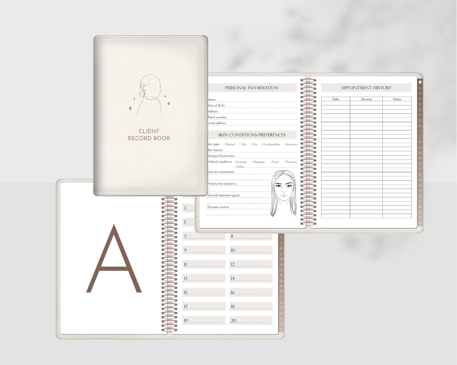 Digital Client Record Book for Estheticians • Fully Hyperlinked for ...