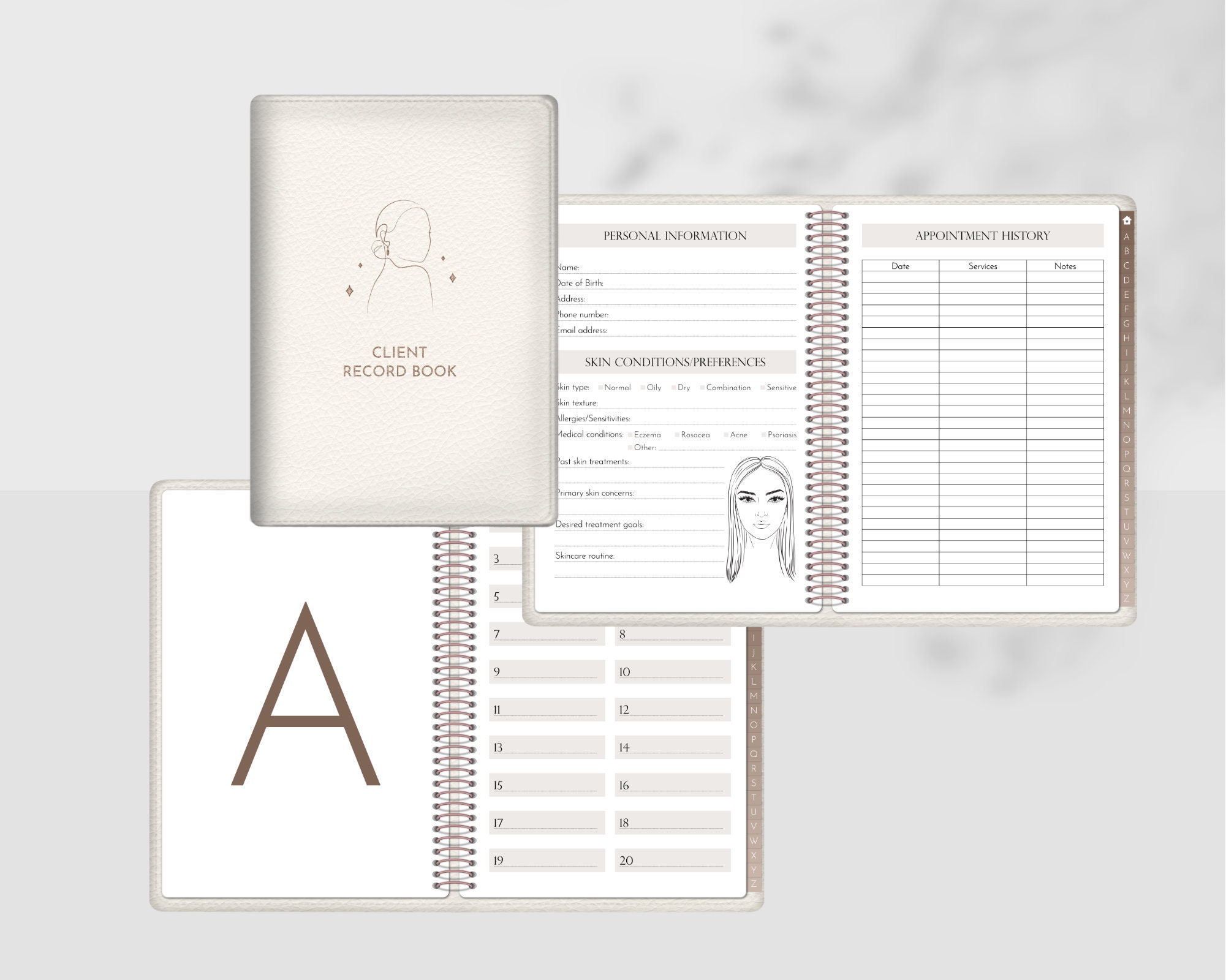 Digital Client Record Book for Estheticians • Fully Hyperlinked for ...