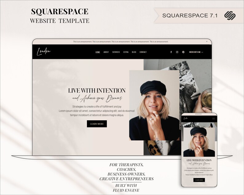 Squarespace Template for Coach, Luxury Website Template for Squarespace ...