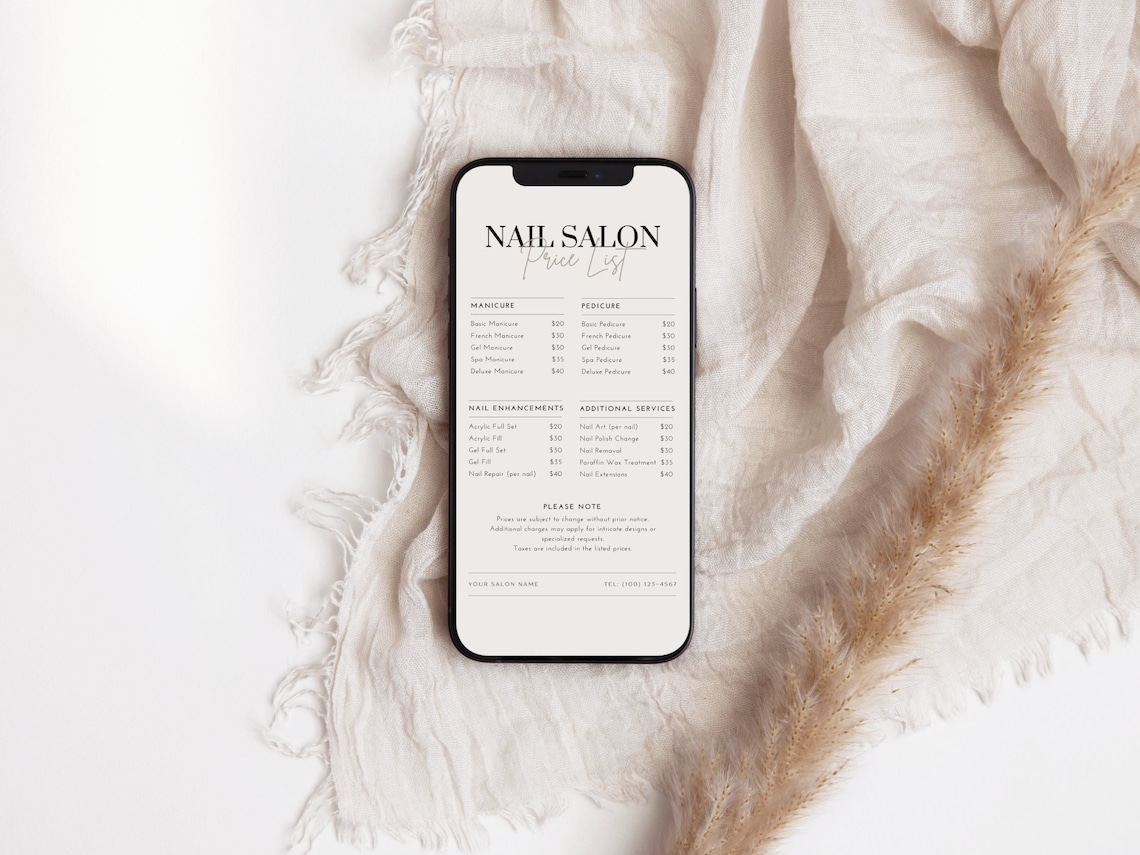 Editable Nail Salon Price List Template Edit in Canva - Etsy Canada