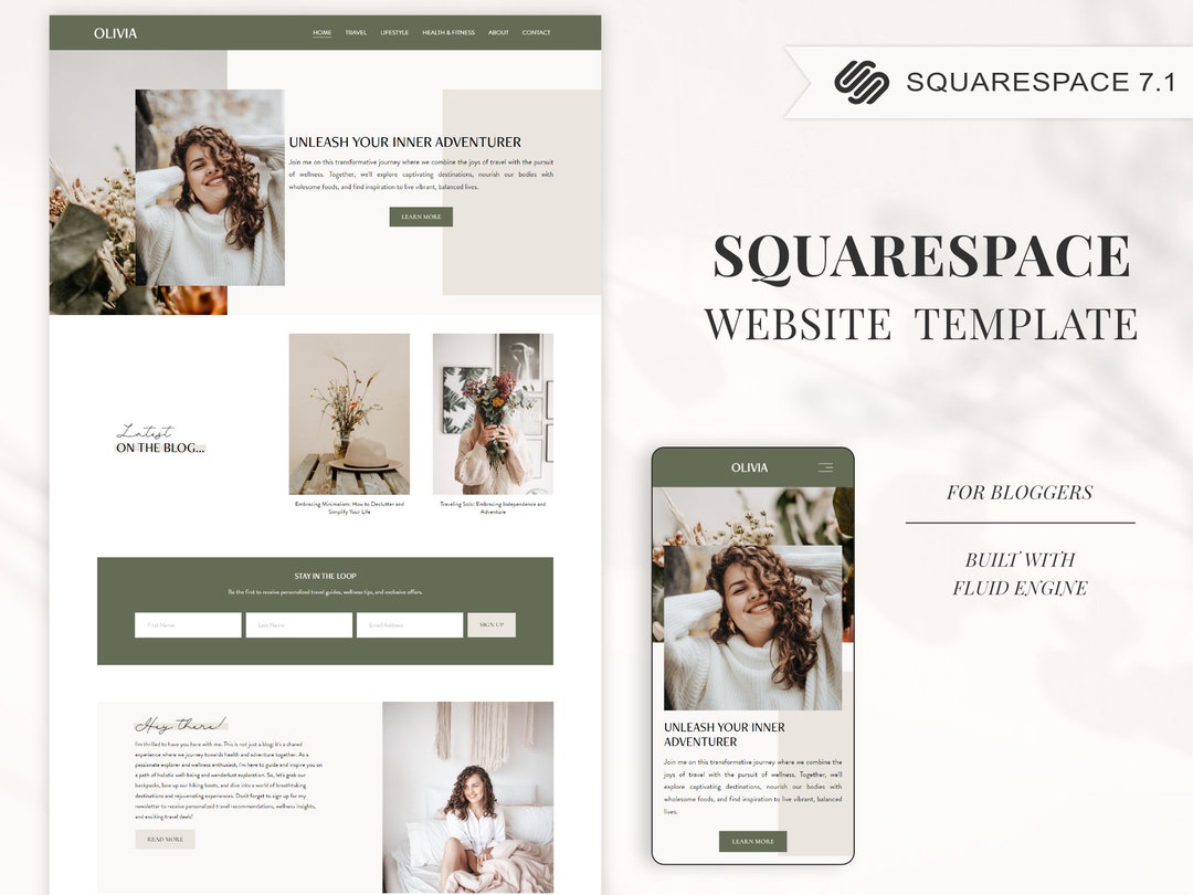 Squarespace Blog Template, Website Template for Squarespace 7.1, Made ...