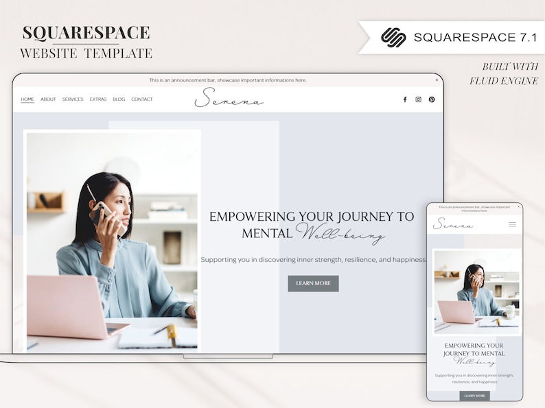 Squarespace Template for Therapists, Coaches, Squarespace 7.1 Website Template, Made With Fluid ...