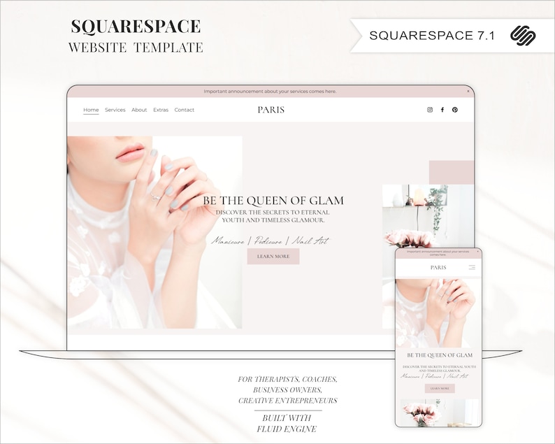 Squarespace Template for Beauty Salons, Esthetician, Website Template ...