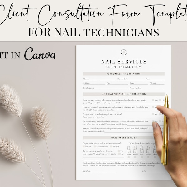 Nail Salon Consent Form Template - Etsy