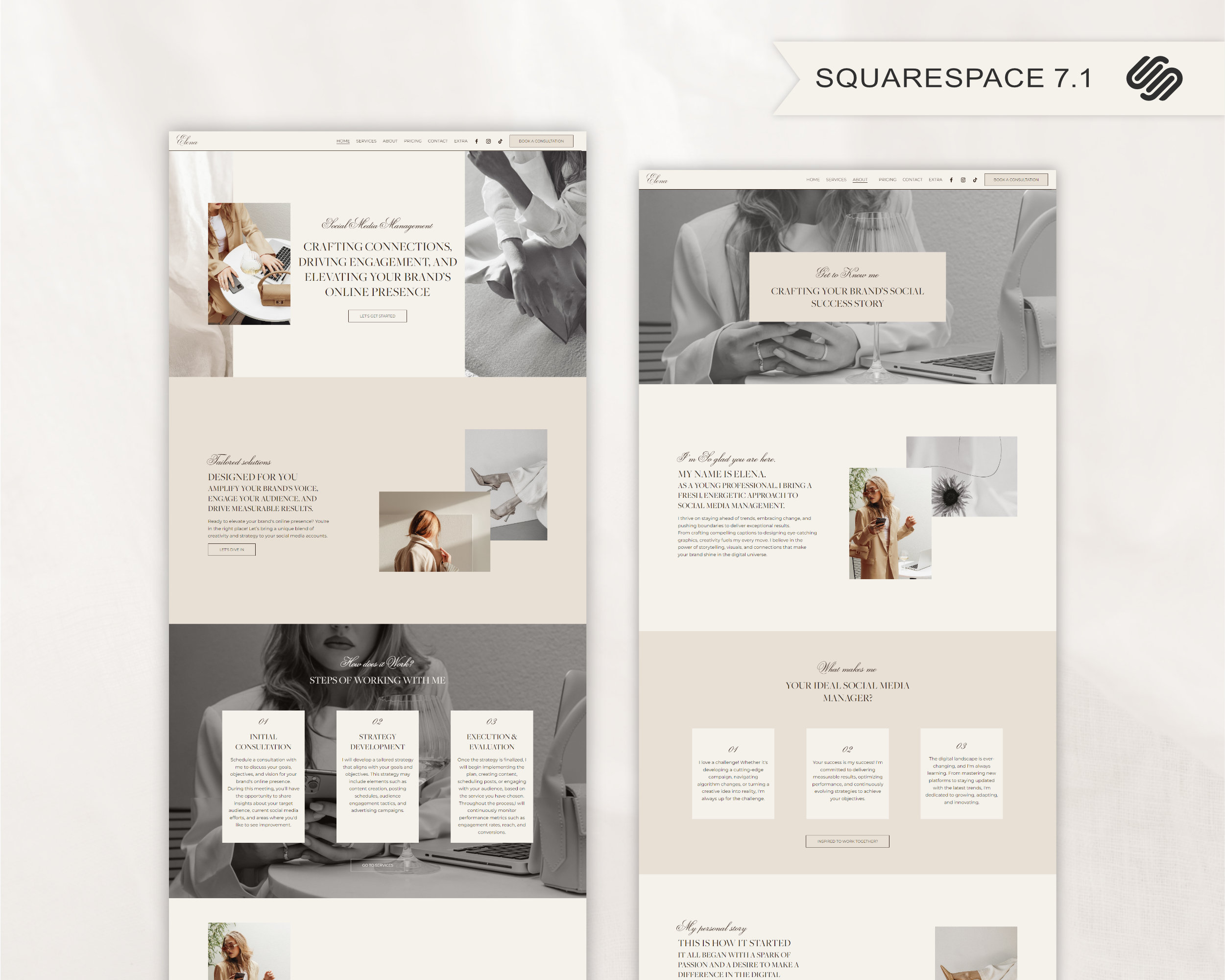 Squarespace Template for Social Media Managers, Website Template for ...