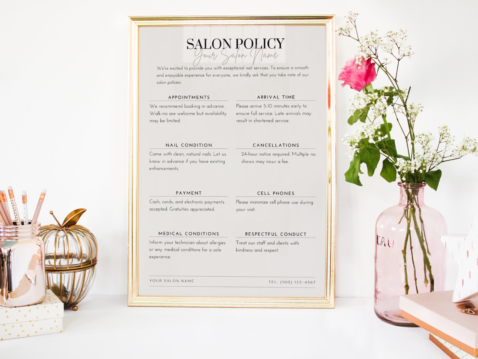 Editable Nail Salon Policy Template • Edit in Canva • Beauty Salon ...