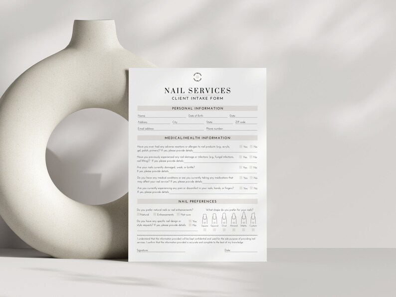 Editable Client Consultation Form Template for Nail Technicians • Edit ...