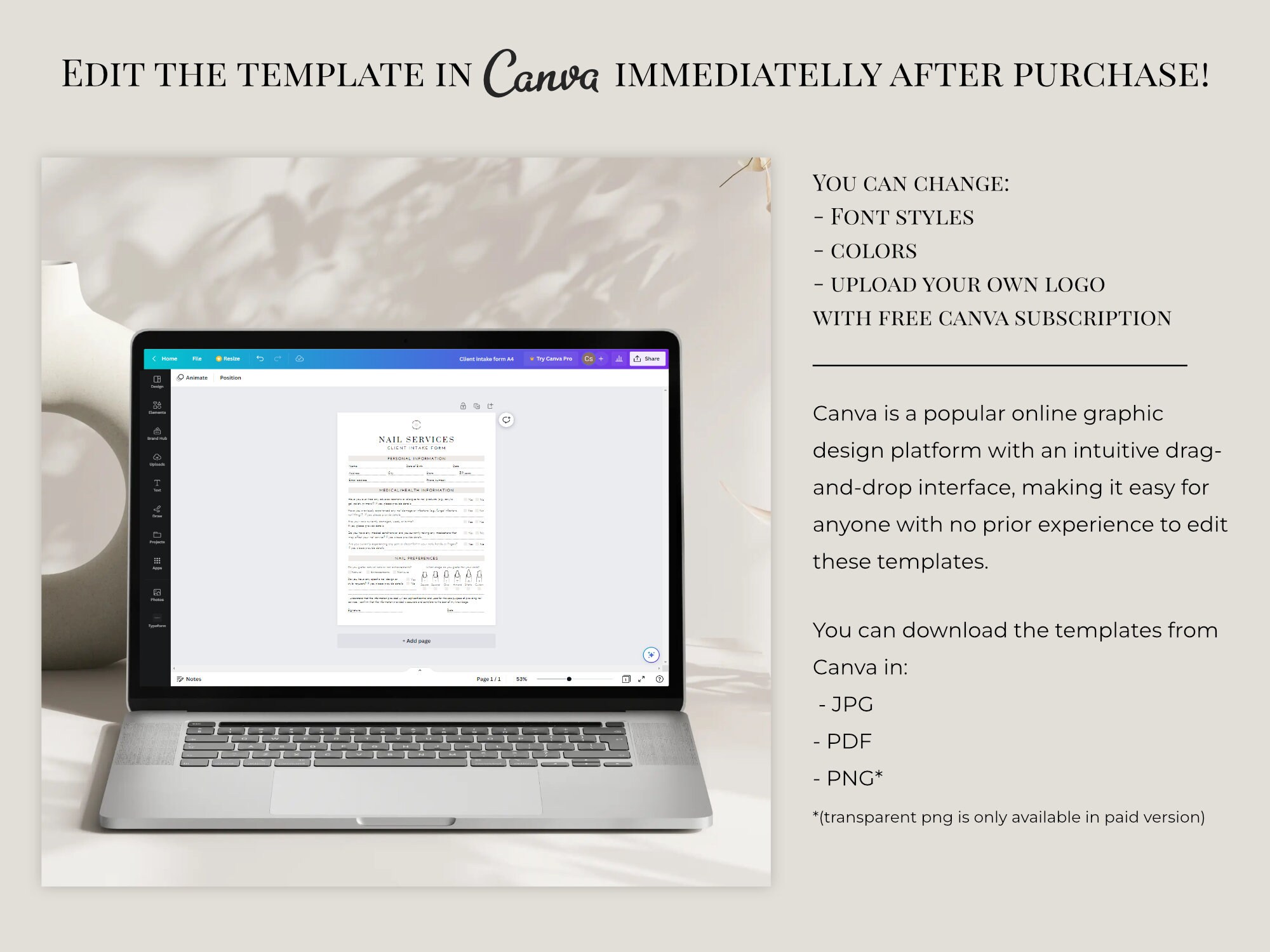 Editable Client Consultation Form Template for Nail Technicians • Edit ...