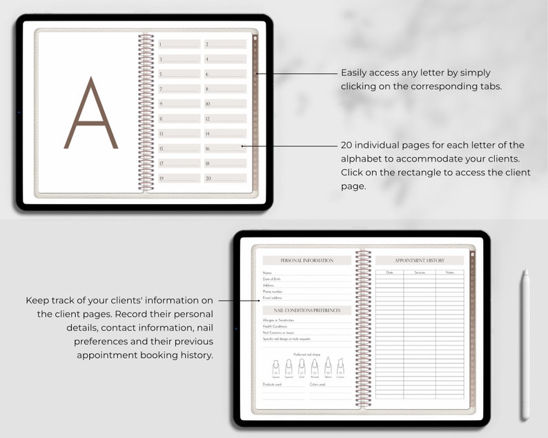 Digital Client Record Book for Nail Technicians • Fully Hyperlinked for ...