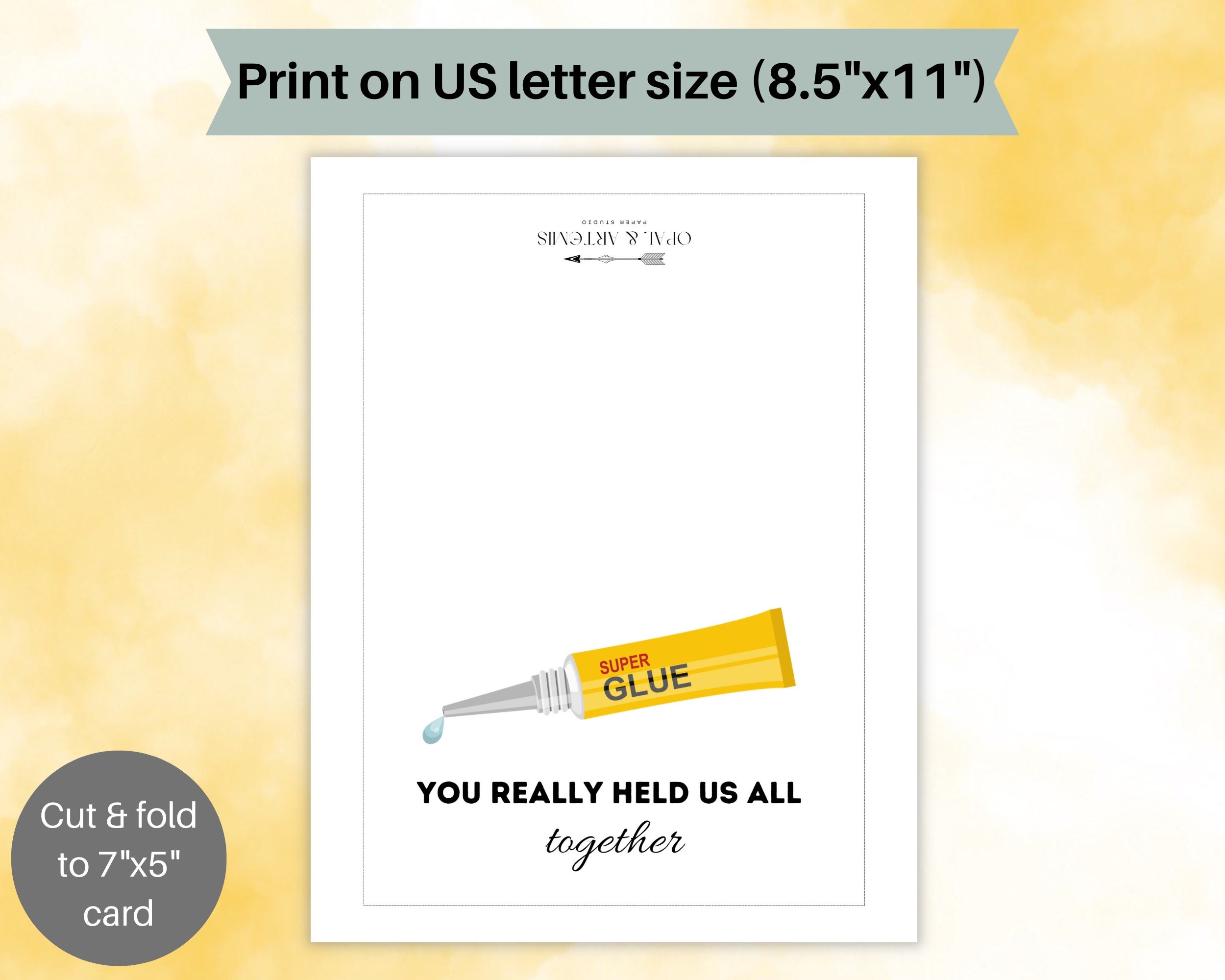 Digital Goodbye Greeting Card, Printable Goodbye Glue Card, Digital 7x5 ...