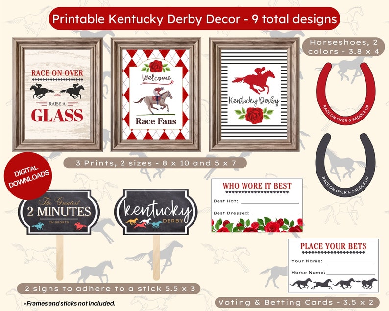 Kentucky Derby Party Decor Signs, Derby Party Printables, Horse Racing ...