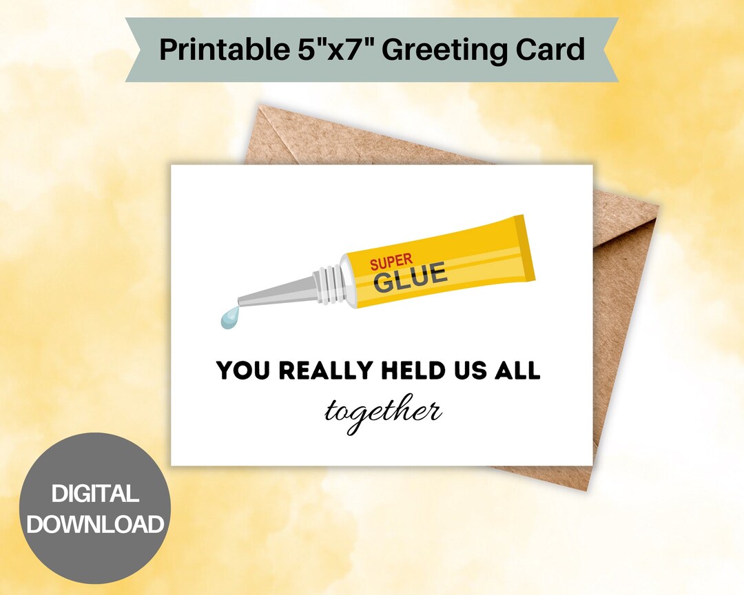 Digital Goodbye Greeting Card, Printable Goodbye Glue Card, Digital 7x5 ...