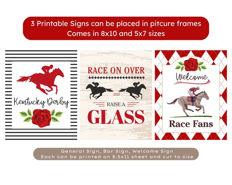 Kentucky Derby Party Decor Signs, Derby Party Printables, Horse Racing ...