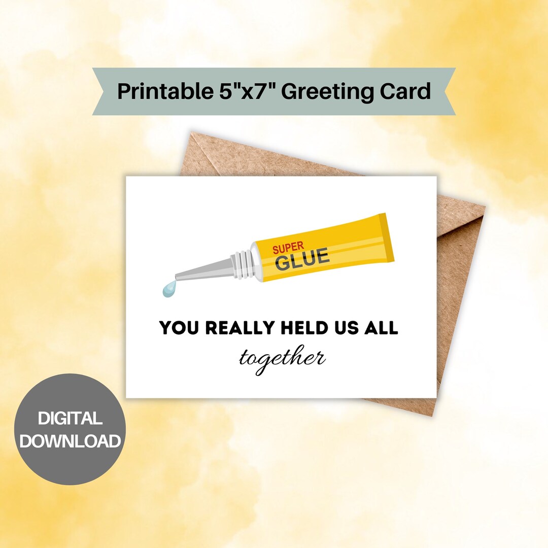 Digital Goodbye Greeting Card, Printable Goodbye Glue Card, Digital 7x5 ...