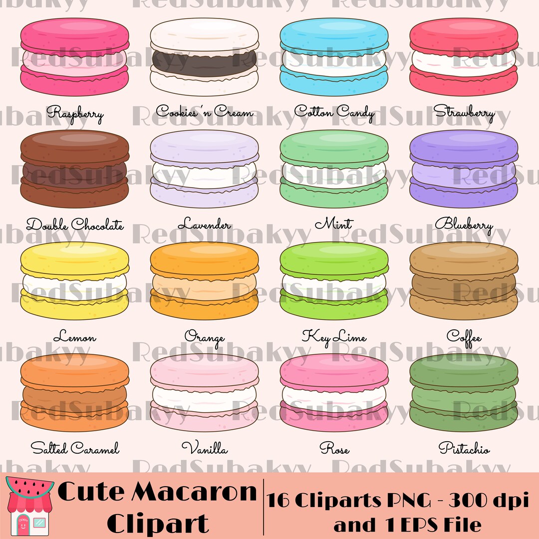 Cute Macaron Clipart Set of Colorful Macarons PNG & EPS Instant Download - Etsy