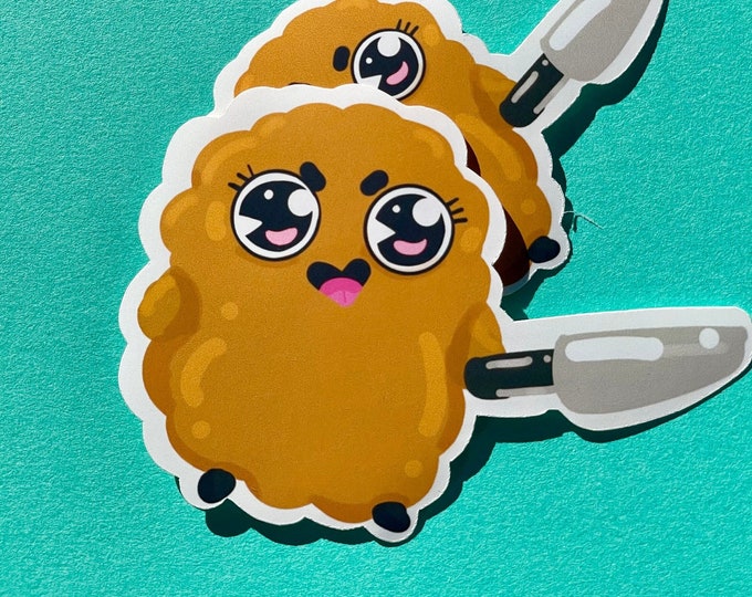 Chicken Nugget With a Knife Sticker I Chicken Nuggies Sticker I Chicken ...