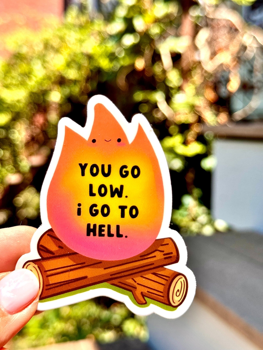 Cute Campfire Sticker Smiling Fire Kawaii Sticker You Go Low I Go to ...