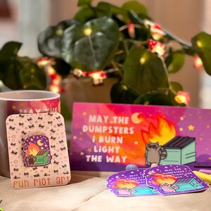 Dumpster Fire Raccoon Sticker for Laptop Stanley Cup Sticker Gift for ...