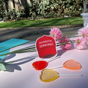 Red MAGA Hat Domestic Terrorist Sticker Chud Fuck Donald Trump ...