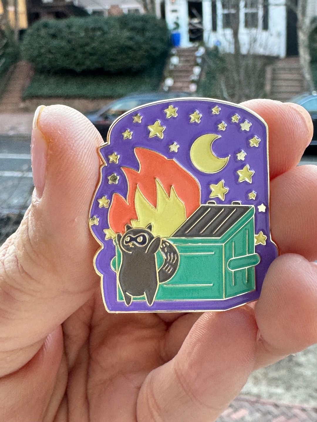 Dumpster Fire Pin Enamel Raccoon Pin Trash Panda Gift for Friend Cute ...