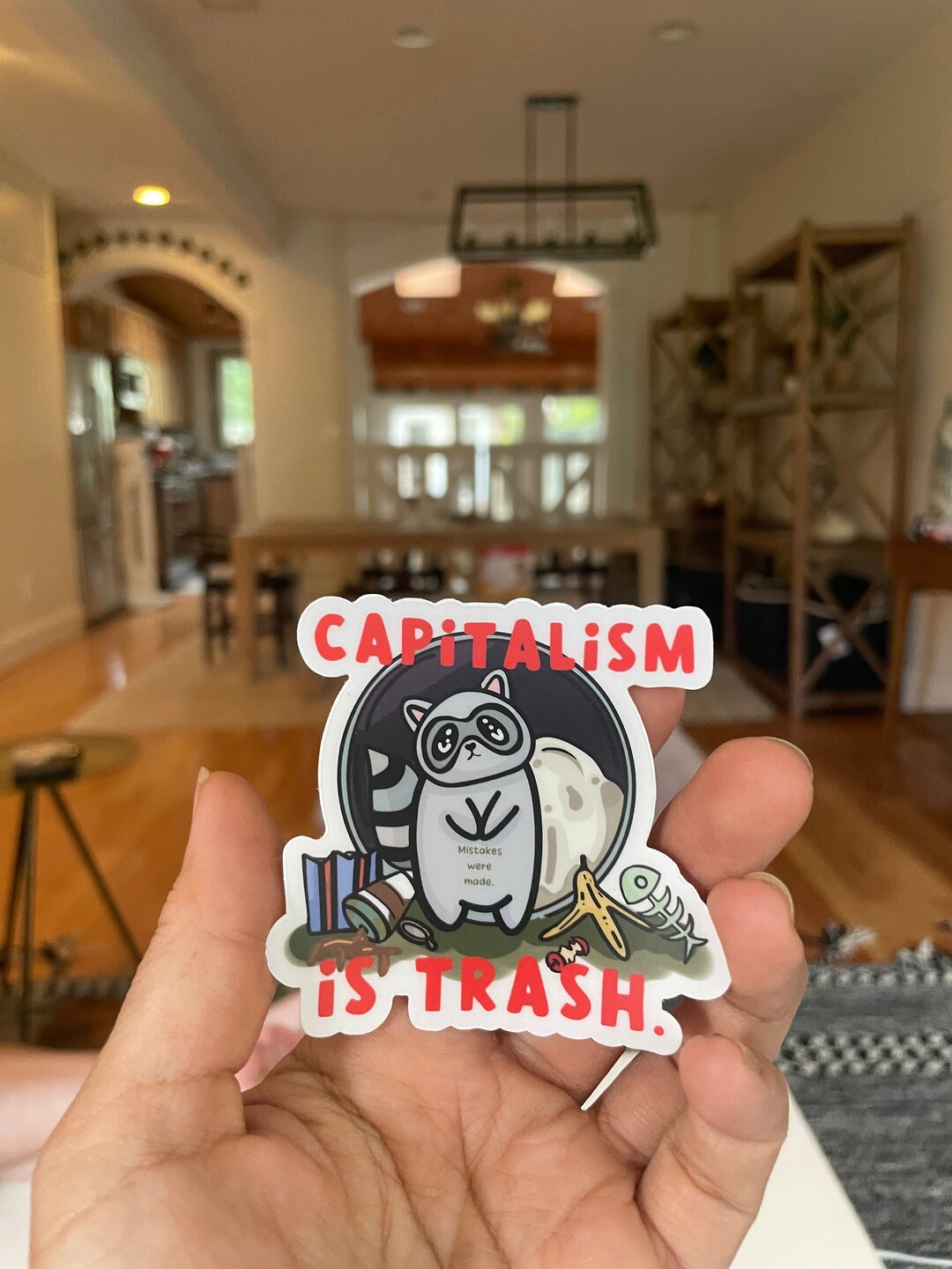 Capitalism is Trash Raccoon Sticker Stanley Cup Sunrise Movement Anti ...