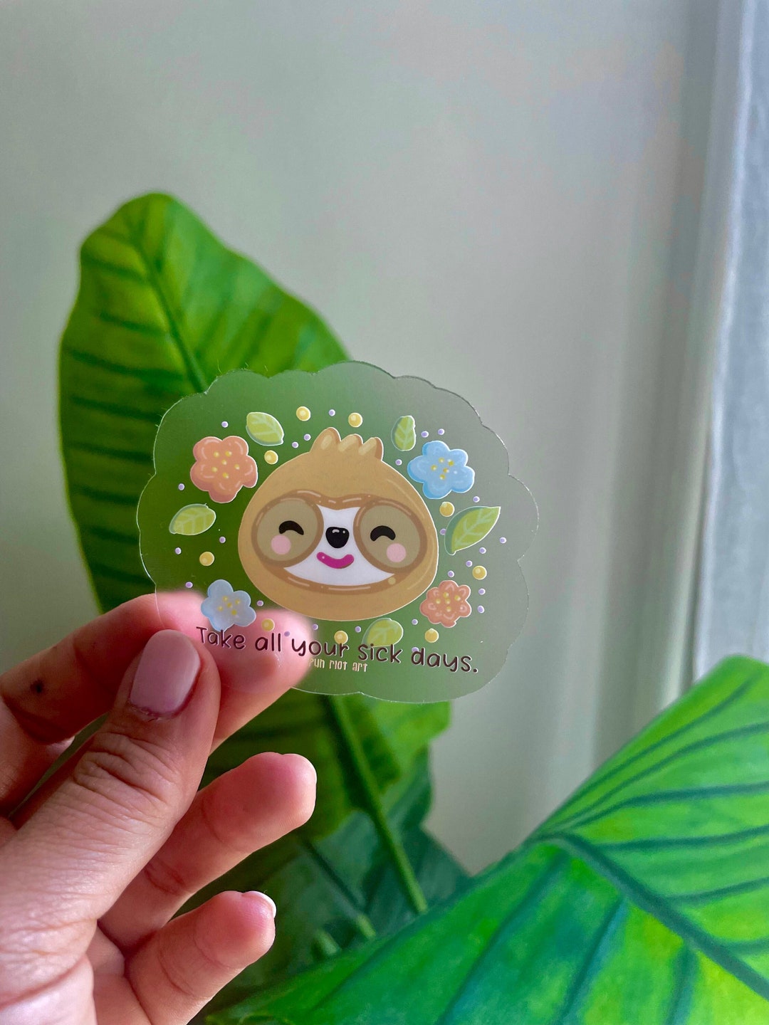 Sloth Take All Your Sick Days Kawaii Water Bottle Laptop Sticker Self ...