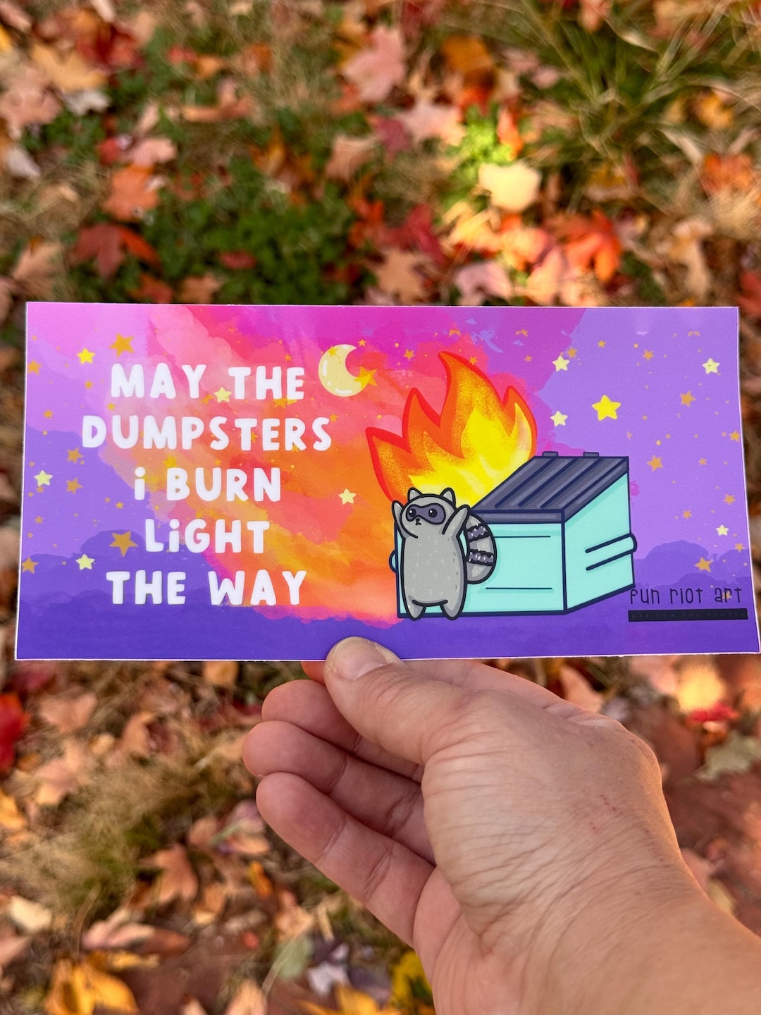Raccoon Dumpster Fire Bumper Sticker for Car Cute Funny Gift for Co ...