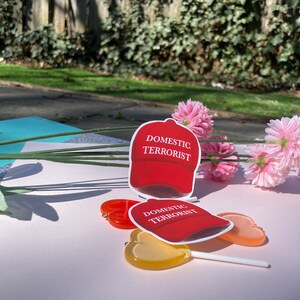 Red MAGA Hat Domestic Terrorist Sticker Chud Fuck Donald Trump ...