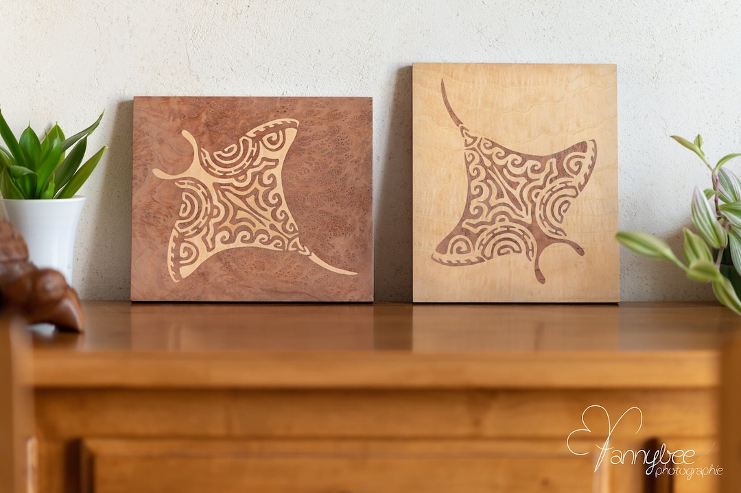 Handcrafted Pair of Inlaid Woodwork Ray - Etsy