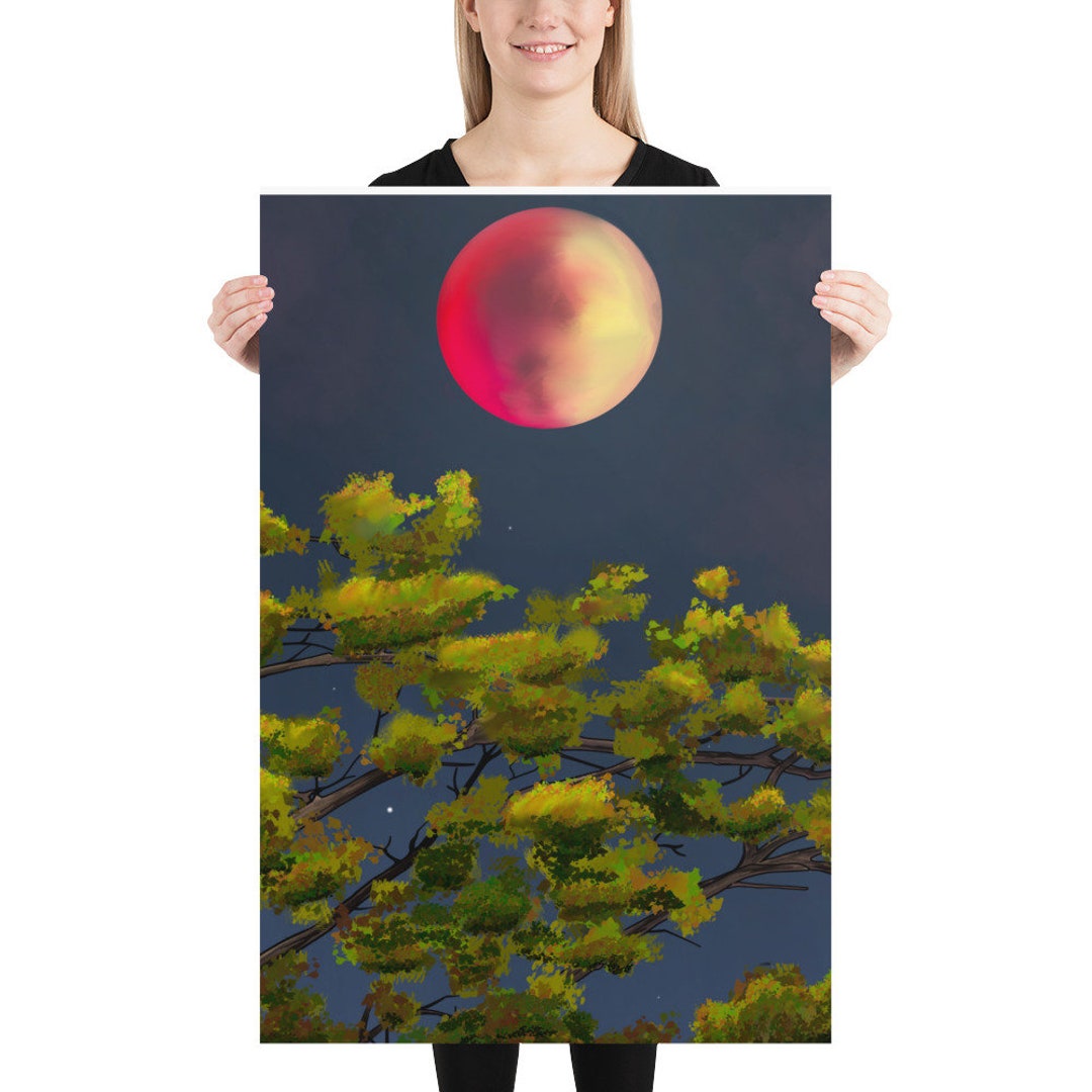 Red Moon Poster - Etsy