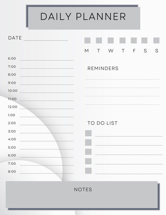 Daily Planner Printable Plan Your Day - Etsy