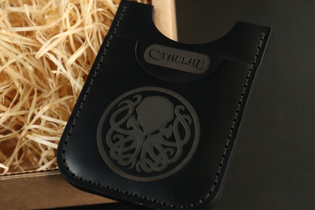 Cthulhu, Leather Wallet, Lovecraft Inspired, All Black, Octopus, Goth ...