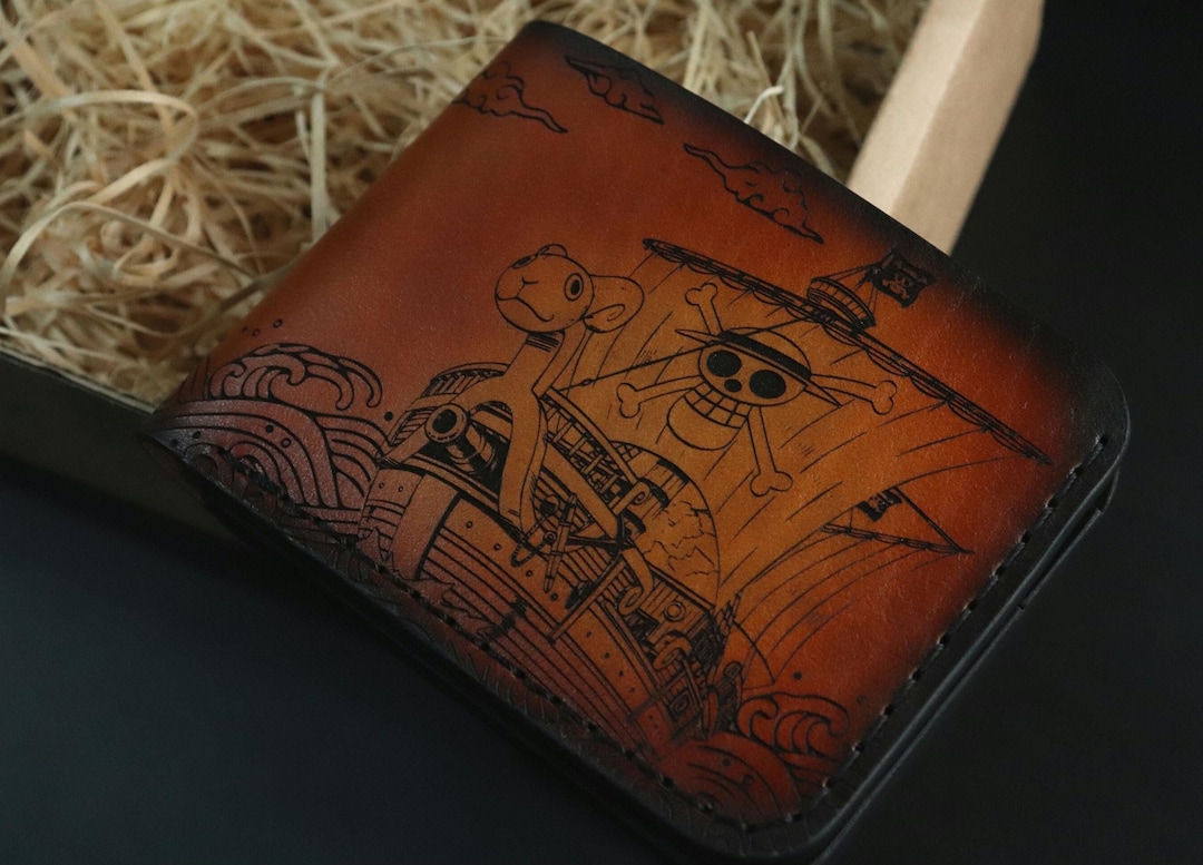 Handmade Leather Wallet, Pirate Ship, Personalized Wallet, Fan Art ...
