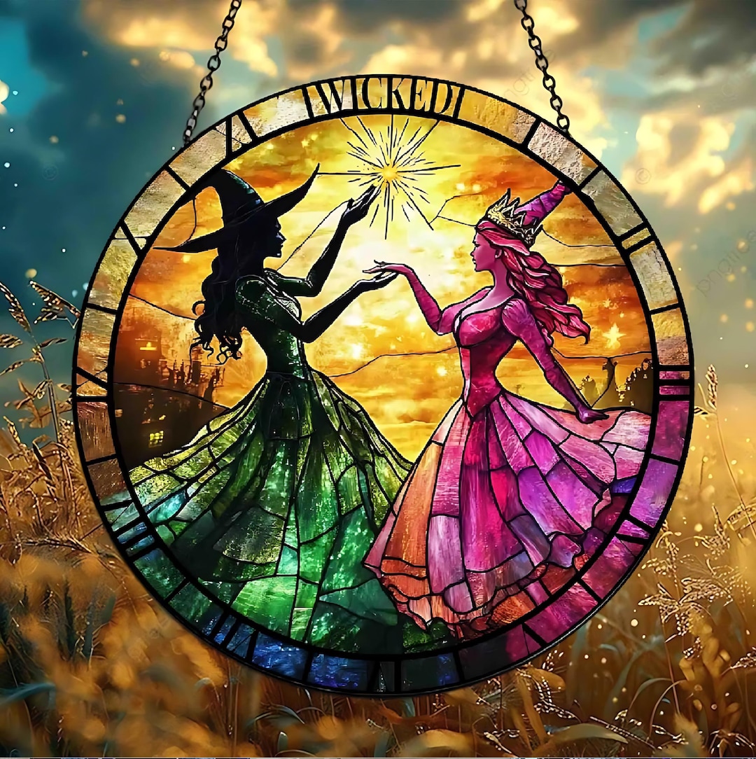 Elphaba and Glinda Besties Stained Glass, Witches of Oz Suncatcher ...
