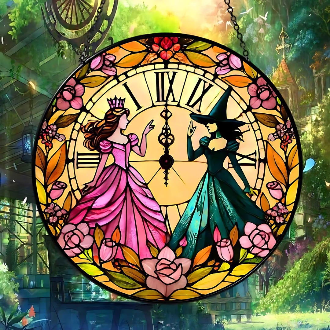 Elphaba and Glinda Stained Glass, Wicked Christmas Stained Glass ...