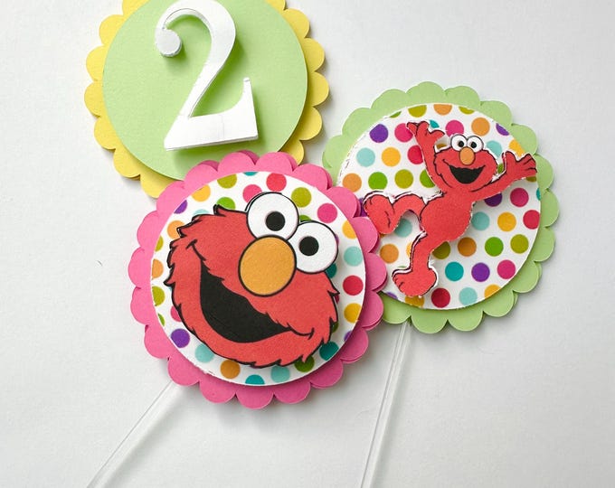 Sesame Cupcake Toppers, Candied Apple Toppers, Sesame Street Birthday ...