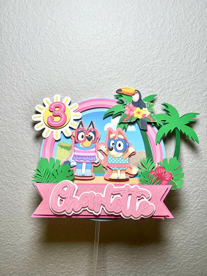 Bluey Cake Topper, Bluey Pool Party, Cake Decoration, Bluey Cake ...