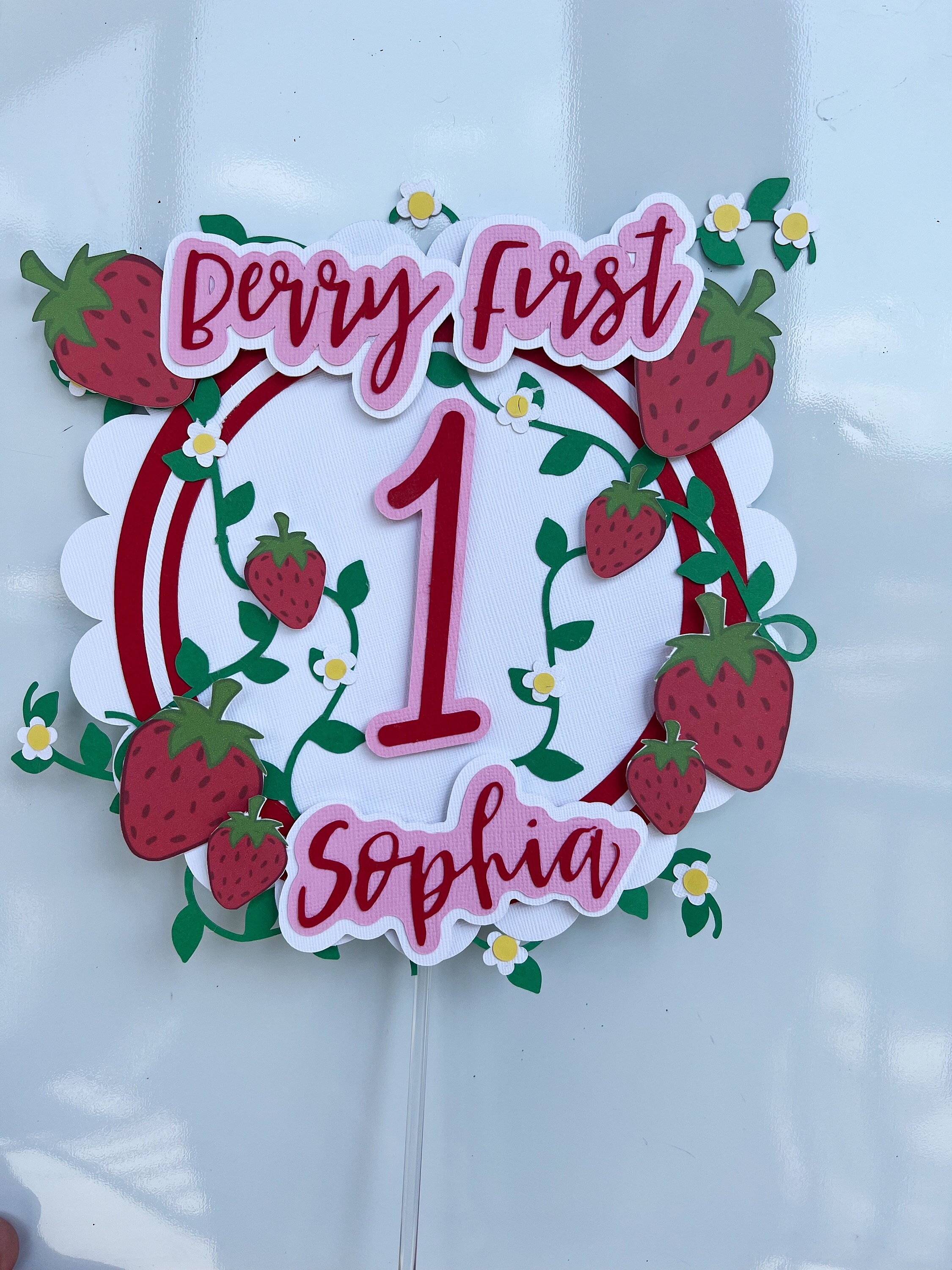 Berry First Birthday, Cake Topper, 1st Year Birthday, Strawberry Party ...
