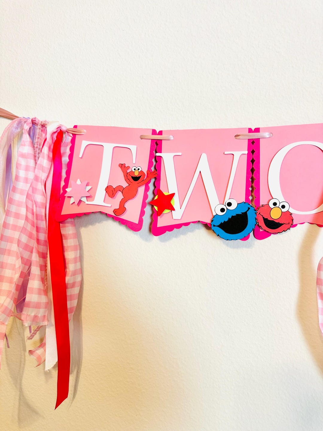 Elmo First Birthday High Chair Banner, Elmo Highchair, Elmo Pink Girly ...