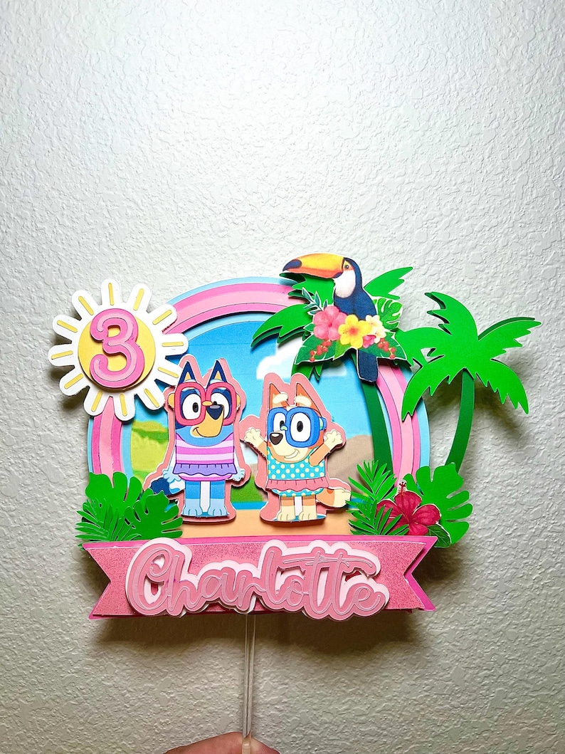 Bluey Cake Topper, Bluey Pool Party, Cake Decoration, Bluey Cake ...