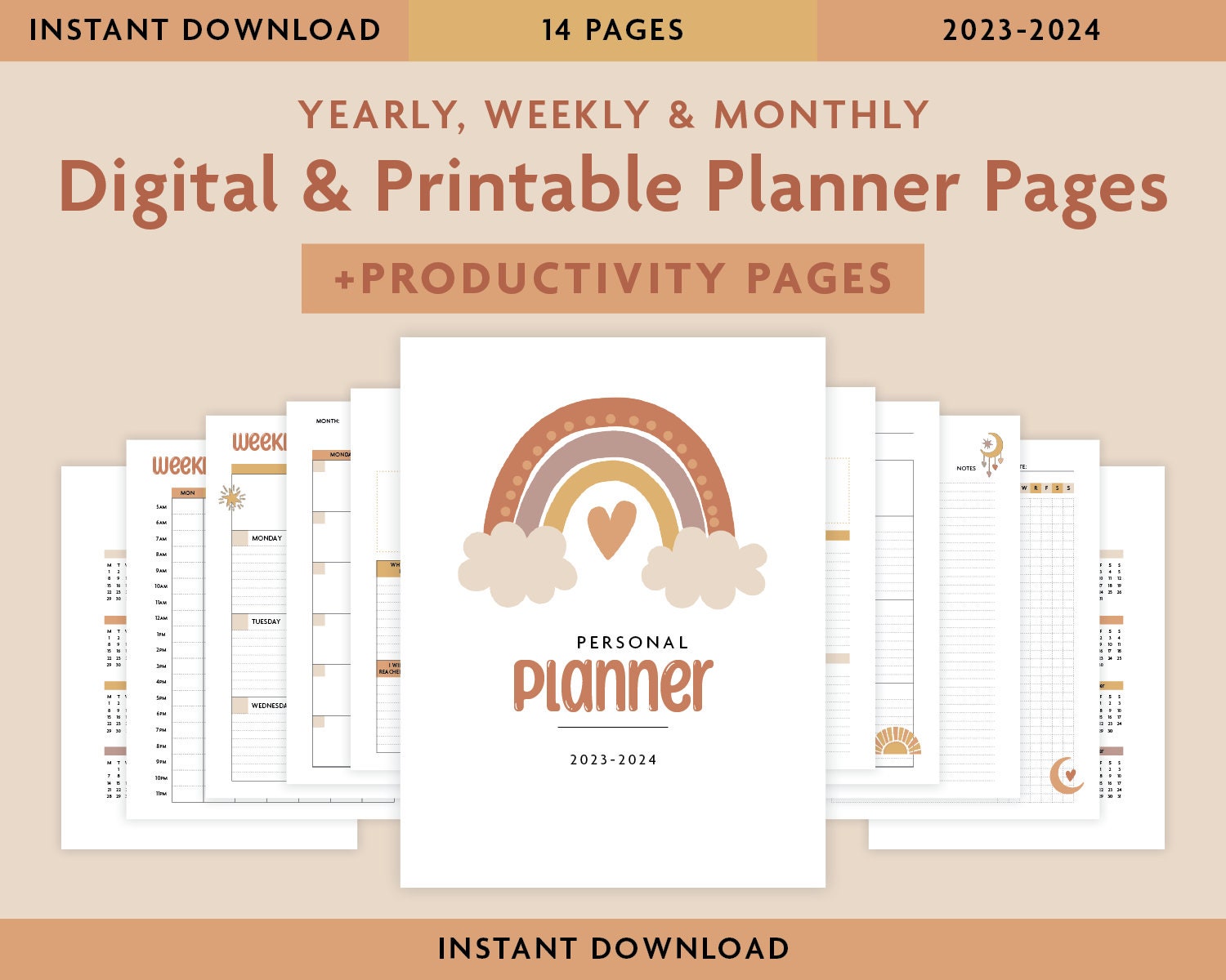 2023-2024 Printable & Digital Planner Pages +productivity Pages: Yearly ...