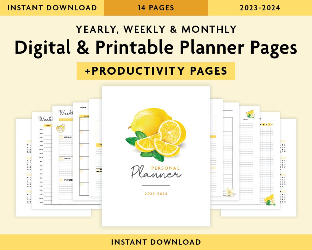 2023-2024 Printable & Digital Planner Pages +productivity Pages: Yearly ...