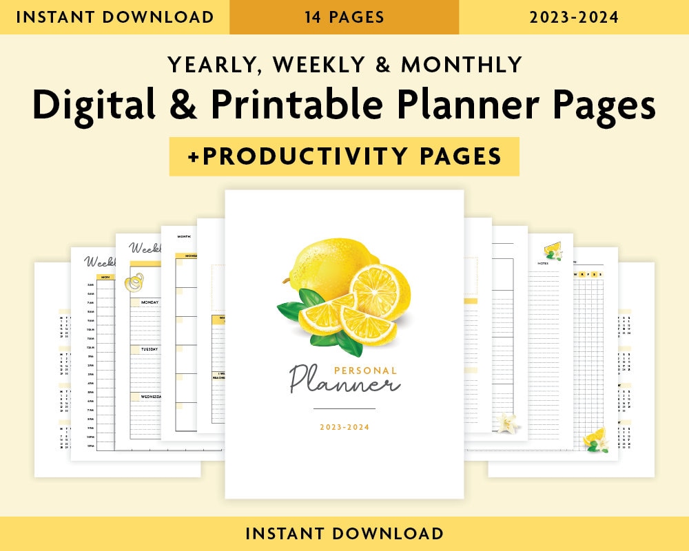 2023-2024 Printable & Digital Planner Pages +productivity Pages: Yearly ...