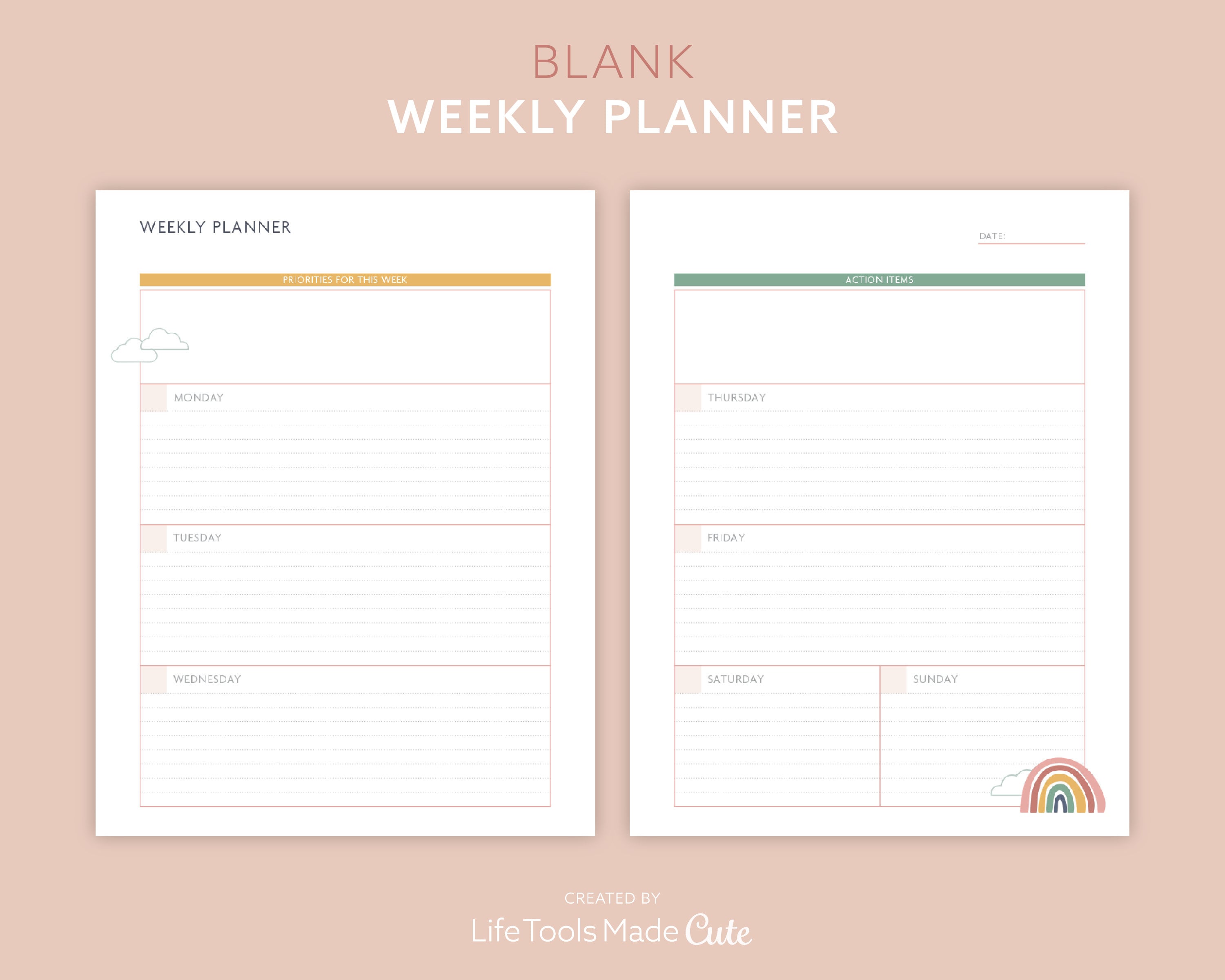 2023-2024 Yearly, Monthly & Weekly Planner, Millennial Rainbow ...