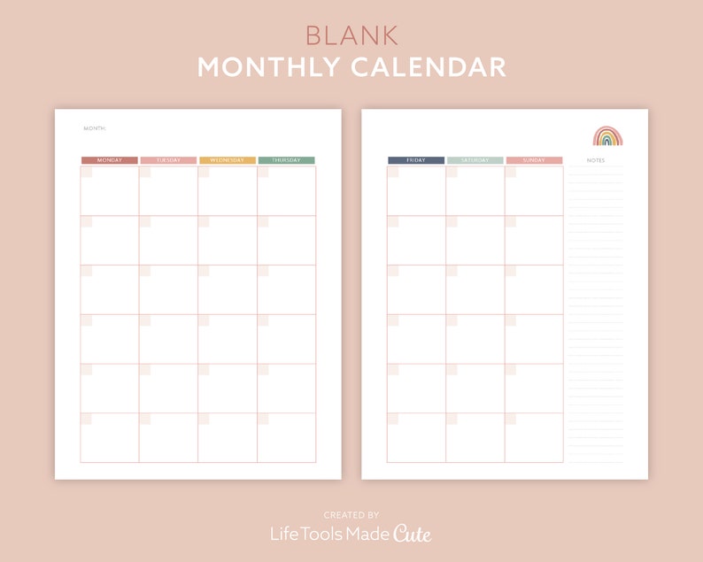 2023-2024 Yearly, Monthly & Weekly Planner, Millennial Rainbow ...