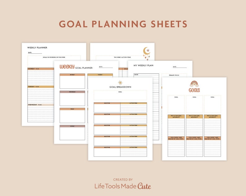 2023-2024 Printable & Digital Planner Pages +goal and Productivity ...