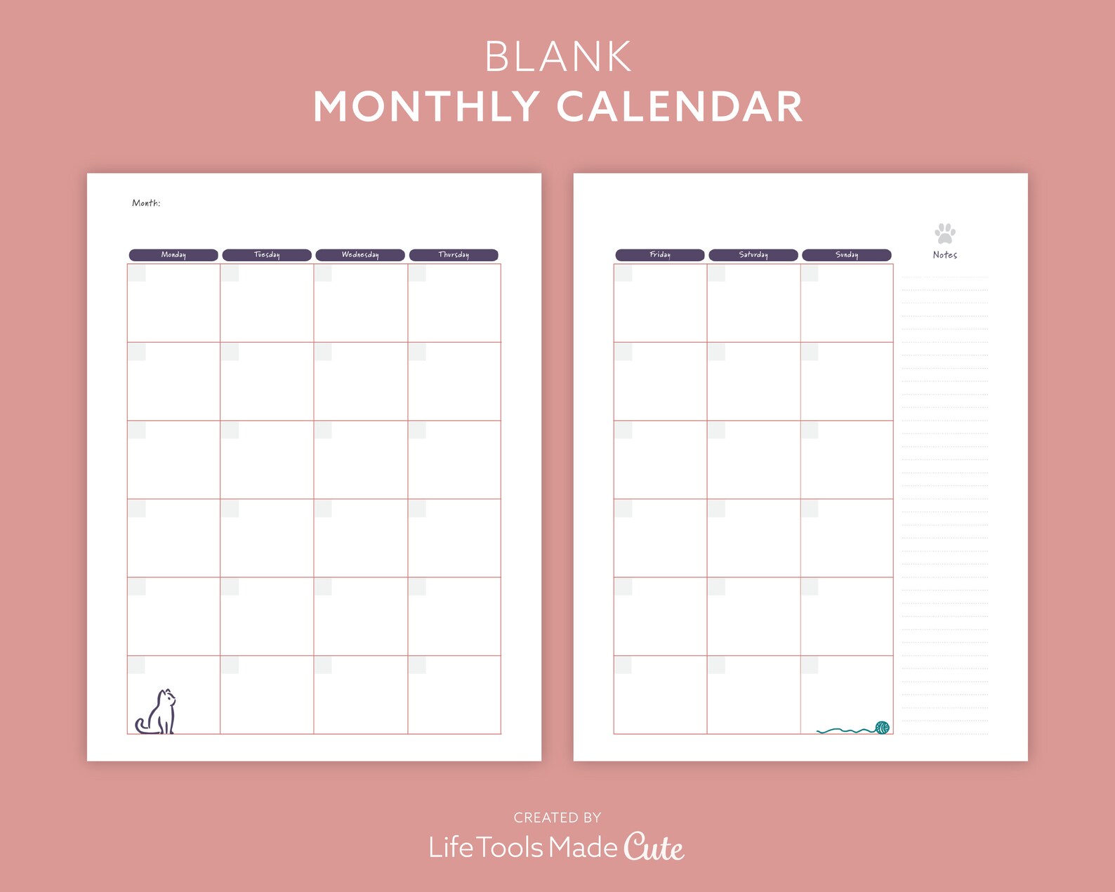 2023-2024 Yearly Monthly & Weekly Planner Cozy Cats - Etsy