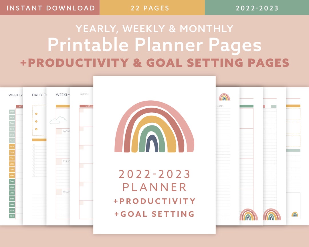 2022-2023 +goal Setting +productivity Yearly, Monthly & Weekly Planner ...